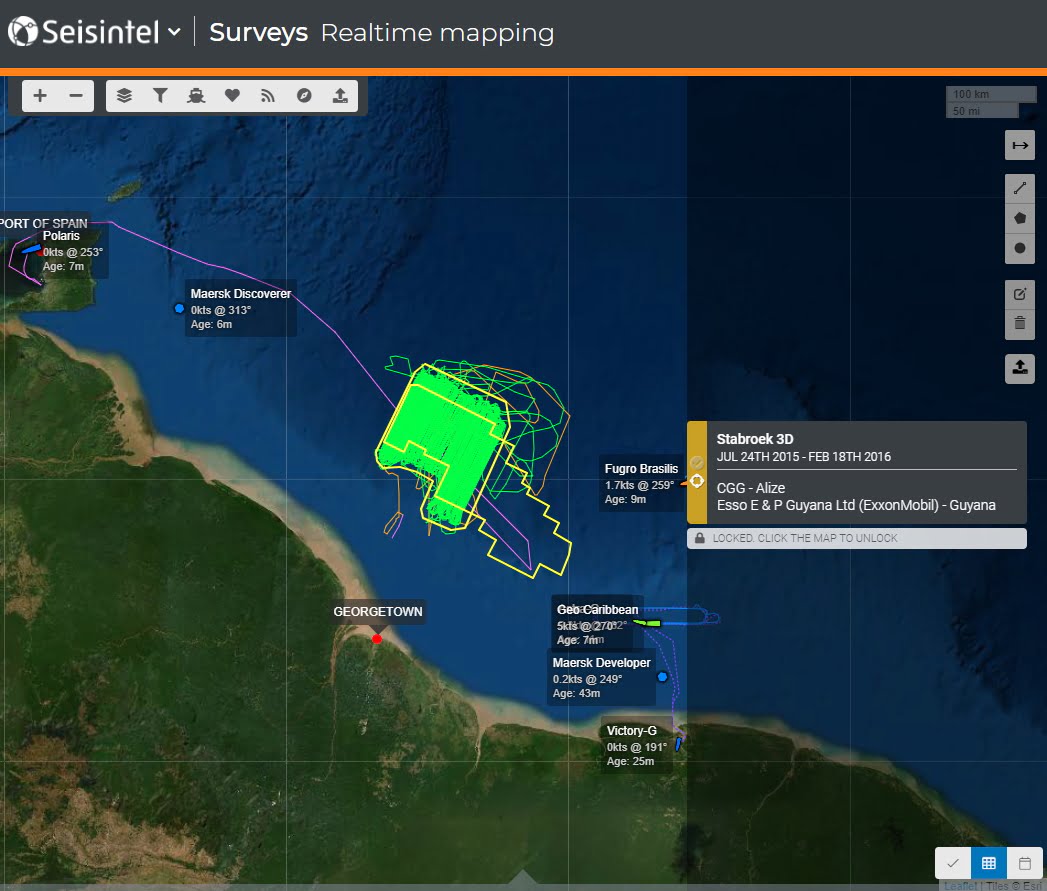 Last seismic survey jobs for CGG Alize and PGS Ramform Viking - Searcher